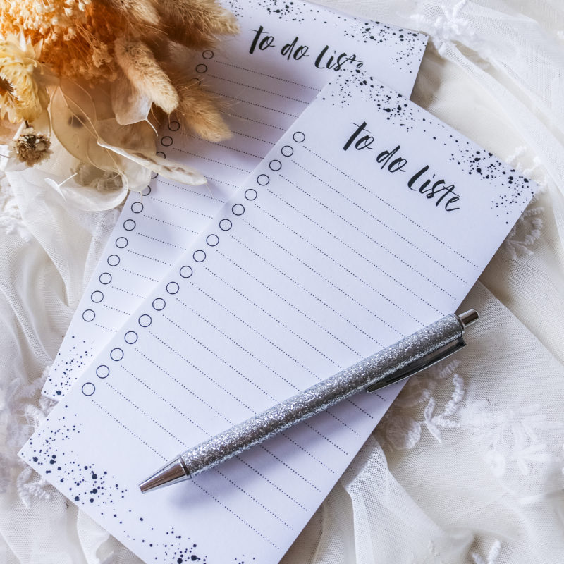 To Do Block DIN lang - 50 Blatt - schwarz weiß | Glücksdinge