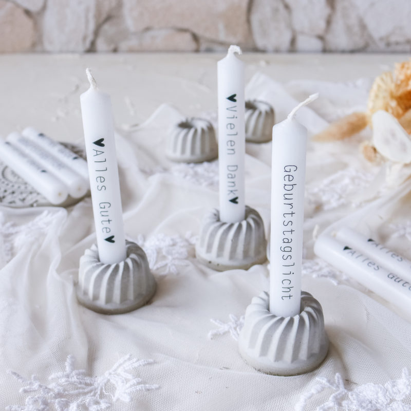 Mini Gugelhupf Beton + Mini Stabkerze Geschenk Give Away Geburtstag ...