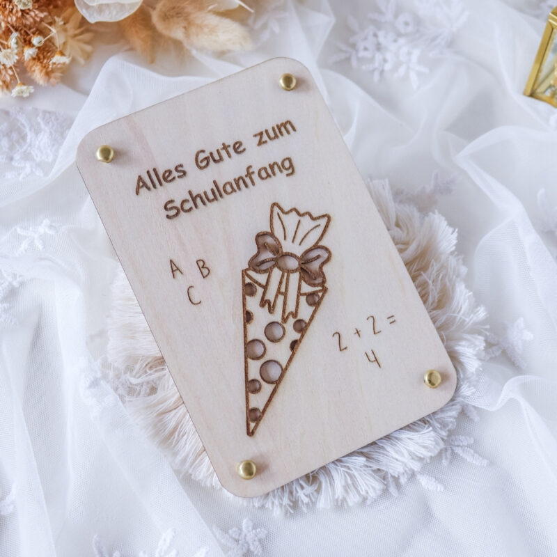 Geldgeschenk Verpackung aus Holz - Alles Gute zur Einschulung - Geschenkidee | Glücksdinge